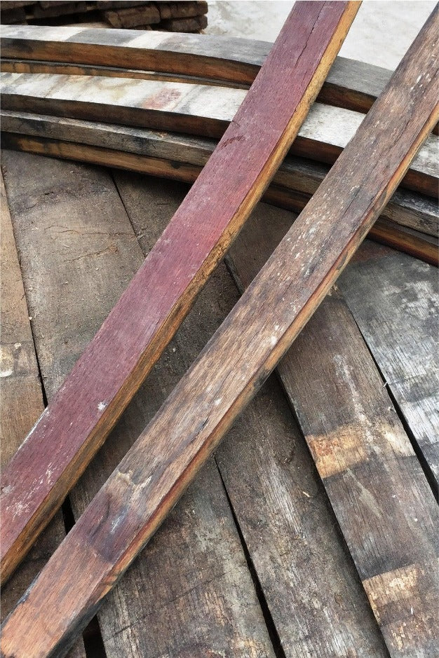 Reclaimed oak wine barrel staves for sale. – The Antique Barrel Collection